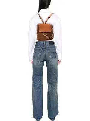 Chloé Faye Backpack In Calfskin And Suede - Brown