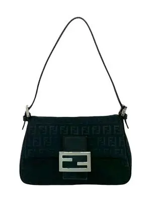 Fendi Mini Zucchino Canvas Mamma Forever Shoulder Bag - Black