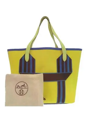 Hermès Toile And Clemence Poursangle Tote Bag - Blue