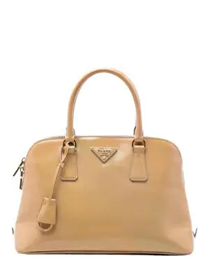 Prada Saffiano Vernice Promenade Satchel - Brown