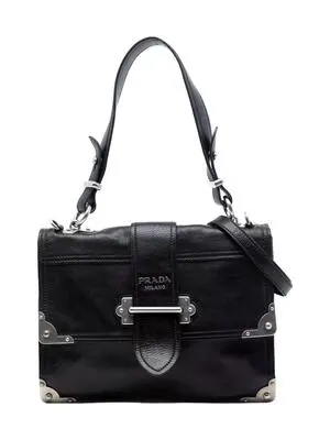 Prada Glace Calf Soft Cahier Satchel - Black