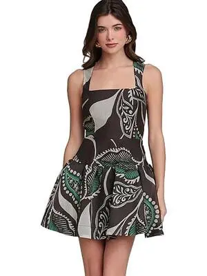 Victoria's Secret Avec Les Filles Paisley Square Neck Mini Dress - Print