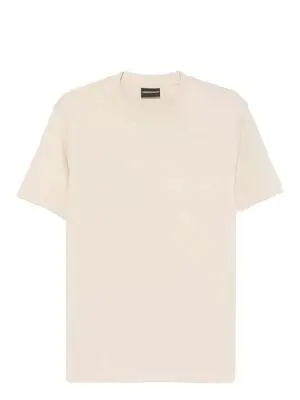 Emporio Armani Logo-embroidered T-shirt Neutrals