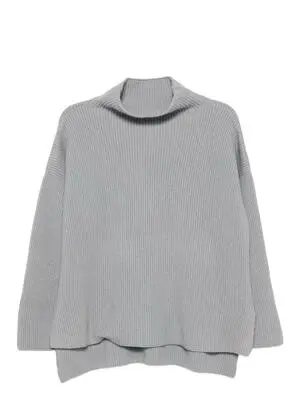 LA JULIE CASHMERE Ribbed-knit Roll Neck Sweater - Grey