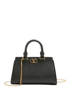 Valentino Garavani Mini Leather Vlogo Signature Top-handle Bag - Black