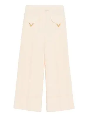 Valentino Garavani Wool-silk Crepe Tailored Trousers - Beige