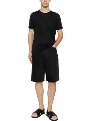 John Varvatos Floral-embroidered Crew-neck T-shirt - Black