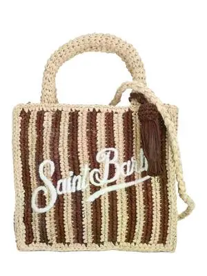 MC2 SAINT BARTH Mini Vanity Raffia Striped Tote Bag - Neutrals