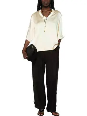 CARLA G. Paneled Wide-leg Trousers - Black