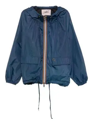 CARLA G. Zip-up Hooded Jacket - Blue
