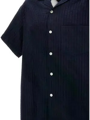 Portuguese Flannel Textured-finish Short-sleeve Shirt - Blue