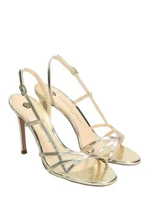 Roberto Festa Metallic Leather Strappy Sandals - Silver