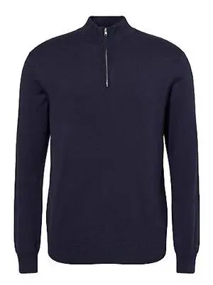 ARNE Funnel Neck Zip-up Knitted Cardigan - Navy