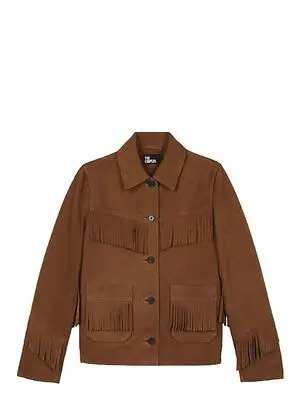 The Kooples Fringed Suede Jacket - Camel