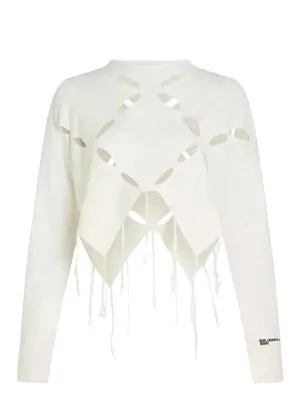 Karl Lagerfeld Karl Lagerfeld Jeans Cut-Out Fringed Sweater Neutrals