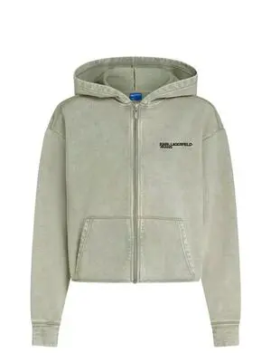 Karl Lagerfeld Washed Zip-up Hoodie - Green