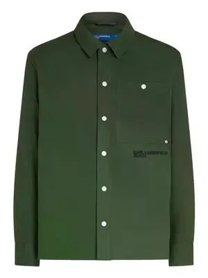 Karl Lagerfeld Logo-embroidered Cotton Overshirt - Green