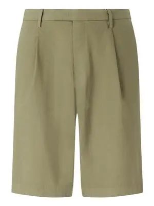 Boglioli Pleated Cotton-blend Poplin Shorts - Green