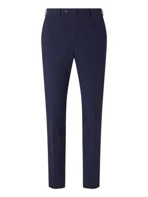 DE PETRILLO Straight-leg Cotton-seersucker Suit Trousers - Blue