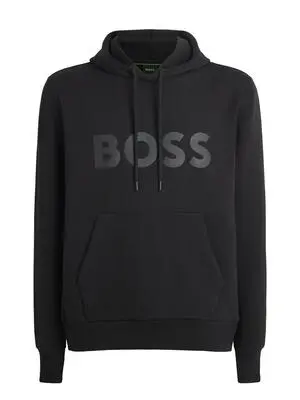 BOSS Stretch-cotton Logo Hoodie - Black