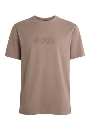 BOSS Cotton Textured Logo T-shirt - Green