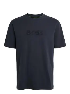 BOSS Cotton Textured Logo T-shirt - Blue