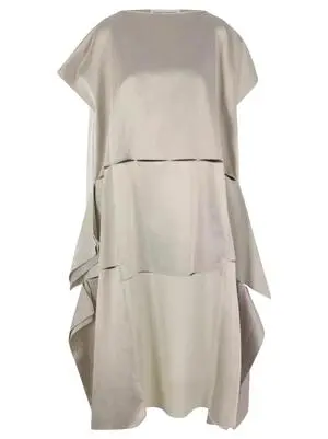NICCOLO PASQUALETTI Grey Satin Cut-out Draped Dress - Neutrals