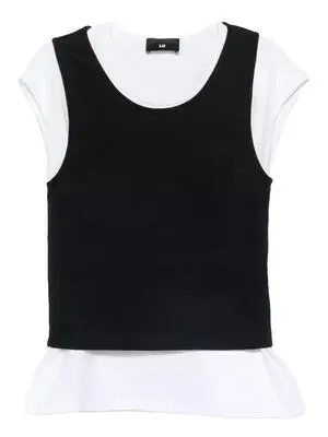 LII Cap Sleeve Layered Design T-shirt - Black