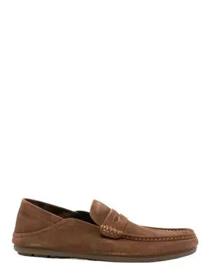 SERGIO MORETTI FIRENZE Suede Penny Loafers - Brown
