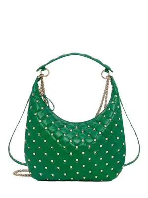 Valentino Garavani Small Rockstud Spike Shoulder Bag In Calfskin Leather - Green