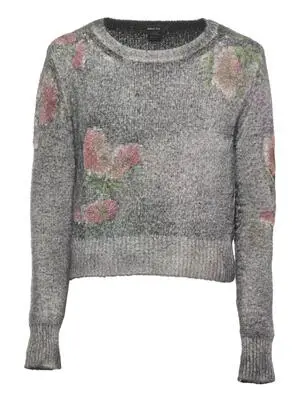 Avant Toi Embroidered Crew Neck Sweater - Grey