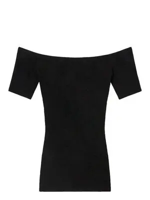 Emilio Pucci Marmo Mesh Jacquard Short-sleeve Top - Black