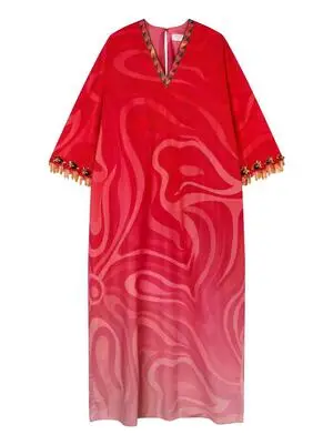Emilio Pucci Marmo Degradé Print Popeline Kaftan - Red