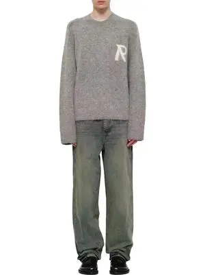 REPRESENT Logo Detail Crew Neck Sweater - Grey