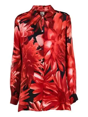 MONDRAIN Floral Print Long Sleeve Shirt - Red