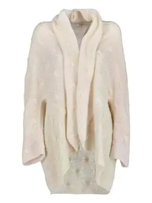 Agnona Cable-knit Shawl Collar Cardigan - Neutrals