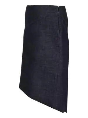 BASILE Asymmetric Hem Pleated Skirt - Blue