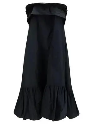 Saint Laurent Ruched Bodice Technical Canvas Maxi Dress - Black