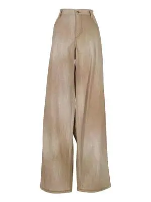Ermanno Scervino Wide-leg Trousers With Contrast Stitching - Neutrals