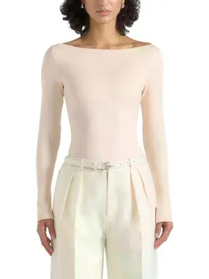Manière De Voir Boat Neck Long Sleeve Bodysuit - Neutrals