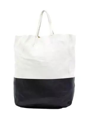Celine Bicolor Leather Vertical Cabas Tote Bag - Black