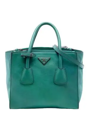 Prada Prada Glace Calf Twin Pocket Double Handle Satchel Green