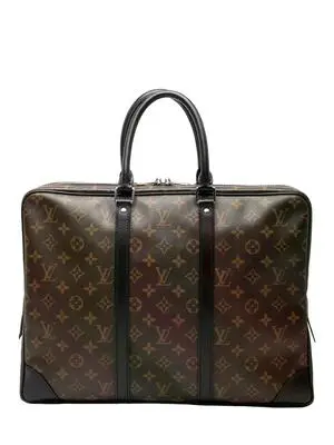 LOUIS VUITTON Monogram Macassar Porte Documents Voyage Gm Business Bag - Black