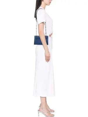Prada Saffiano Leather Twist Lock Chain Flap Crossbody Bag - Blue