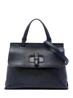 Gucci Gucci Small Leather Bamboo Daily Satchel Black