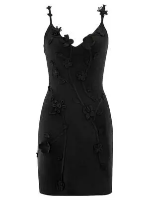 Cult Gaia Flora Floral-appliqué Mini Dress - Black