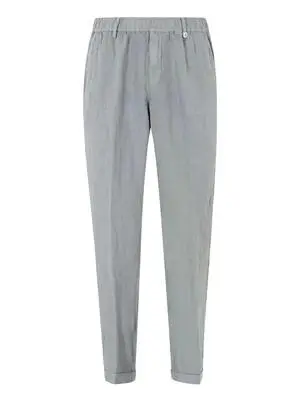 MYTHS Elasticated-waistband Turn-up Trousers - Grey