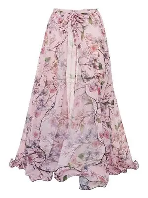NUR KARAATA Floral Print Maxi Skirt - Pink