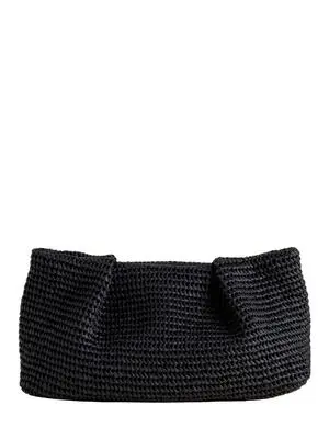 HAMEL ATELIER Handmade Raffia Clutch Bag - Black