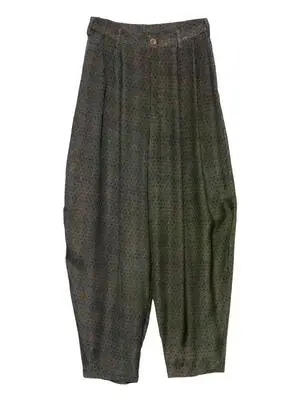 UMA WANG Piper Trousers Blue Geometric Pattern - Brown
